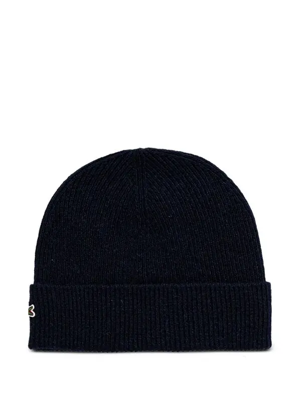 Lacoste Crocodile-appliqué Beanie - Blue