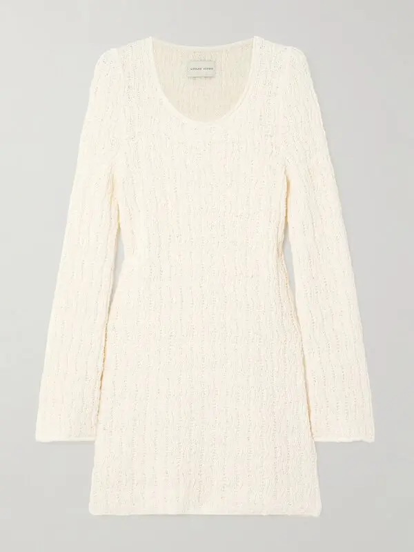 Loulou De Saison Aisala Open-knit Cotton-blend Chenille Dress