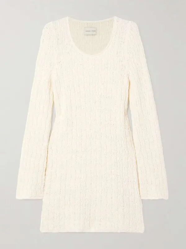 Loulou De Saison Aisala Open-knit Cotton-blend Chenille Dress