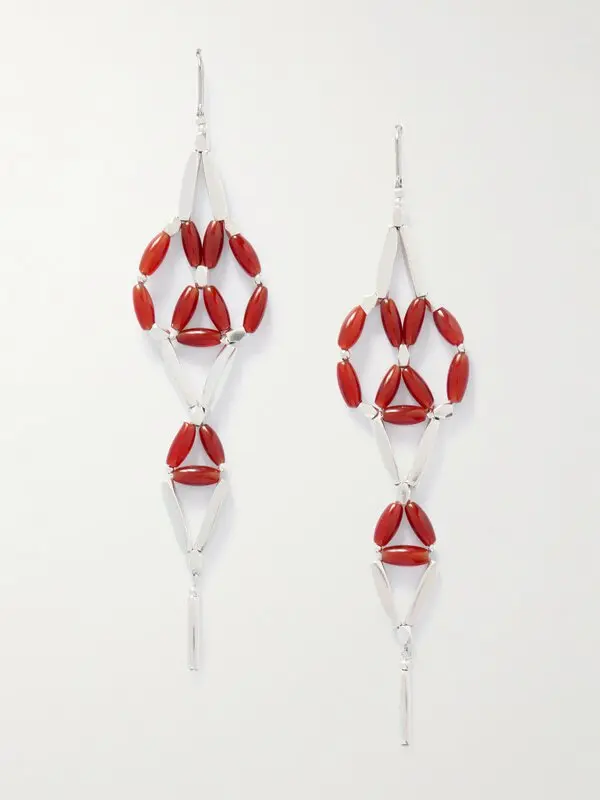 Isabel Marant Sahale -tone Beaded Drop Earrings - Silver