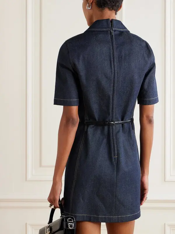 white christmas dresses Gucci Denim Lace Front Jean Dress Size 42/6