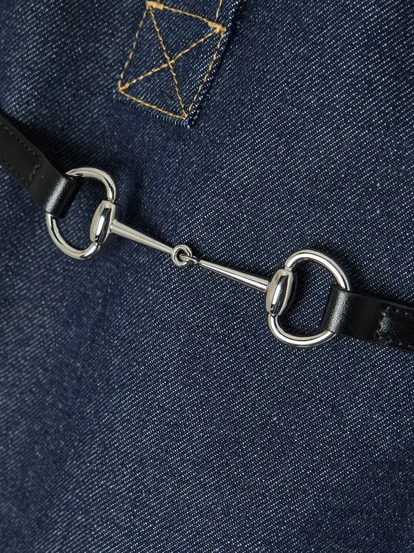 Gucci Belted Denim Mini Dress - Blue | Editorialist