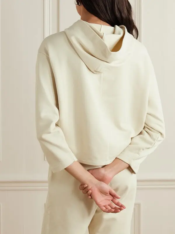 Another Tomorrow Cropped Organic Cotton-blend Jersey Hoodie