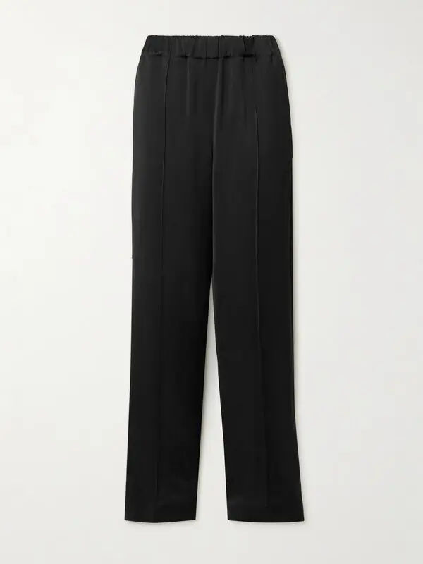 Another Tomorrow Pleated Satin Track Pants
