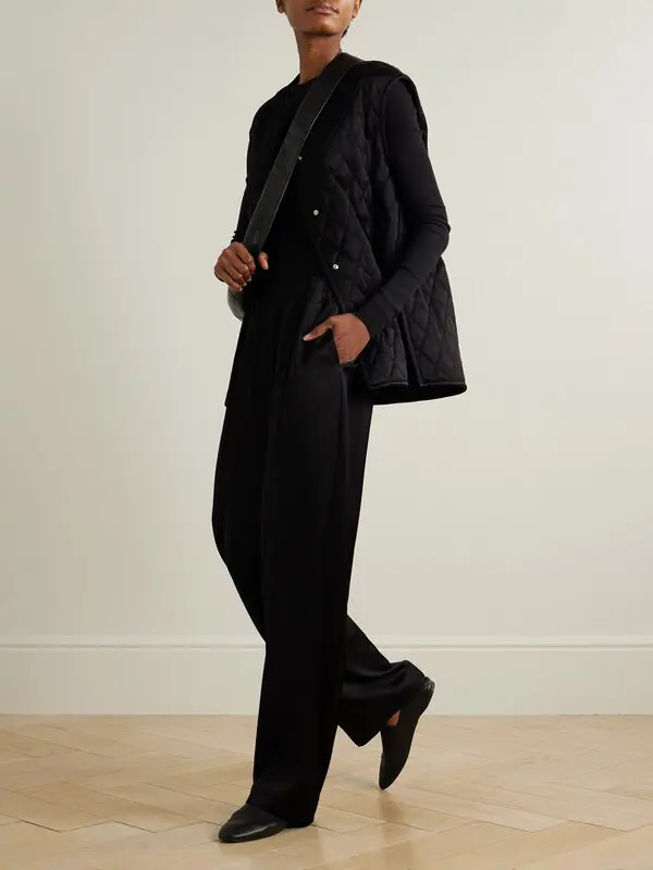 Another Tomorrow Pleated Satin Track Pants