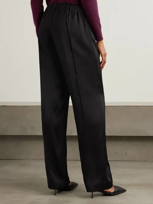 Another Tomorrow Pleated Satin Track Pants
