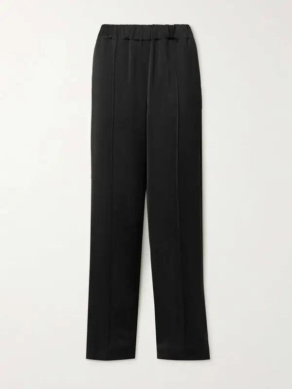 Another Tomorrow Pleated Satin Track Pants