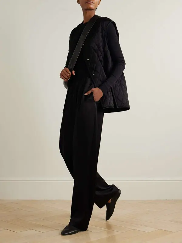 Another Tomorrow Pleated Satin Track Pants
