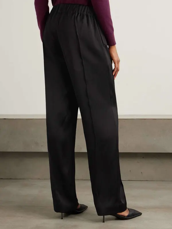Another Tomorrow Pleated Satin Track Pants