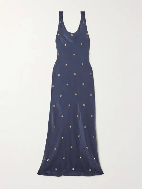 dark blue fantasy dress Lace-Up Long Prom Dress with Beaded Corset Black / 8