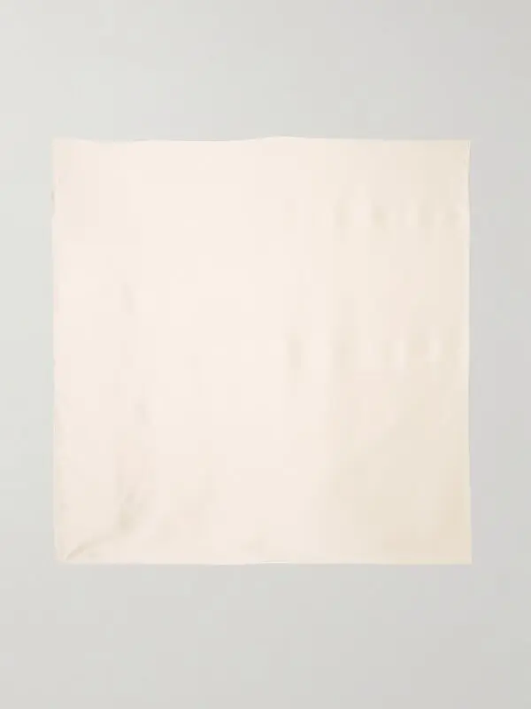 Another Tomorrow Embroidered Satin Scarf - Neutrals