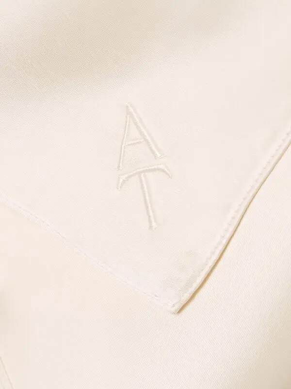 Another Tomorrow Embroidered Satin Scarf - Neutrals