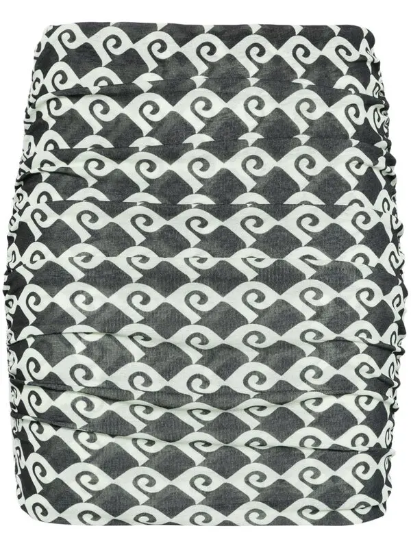 Nanushka Geometric-print Mini Skirt - Green