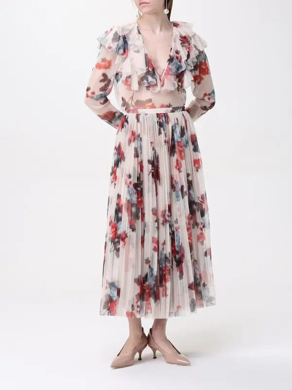 Philosophy Di Lorenzo Serafini Floral Print Ruffled Blouse - Beige