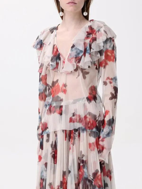 Philosophy Di Lorenzo Serafini Floral Print Ruffled Blouse - Beige