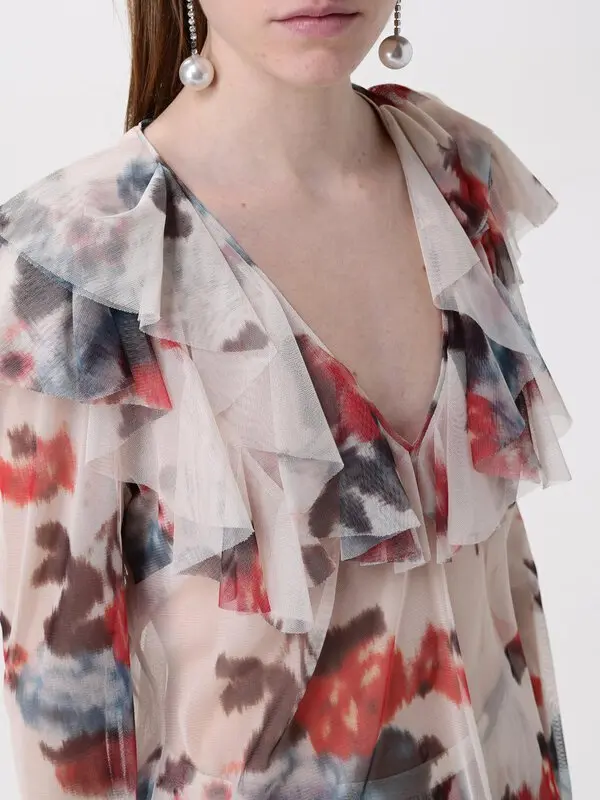 Philosophy Di Lorenzo Serafini Floral Print Ruffled Blouse - Beige