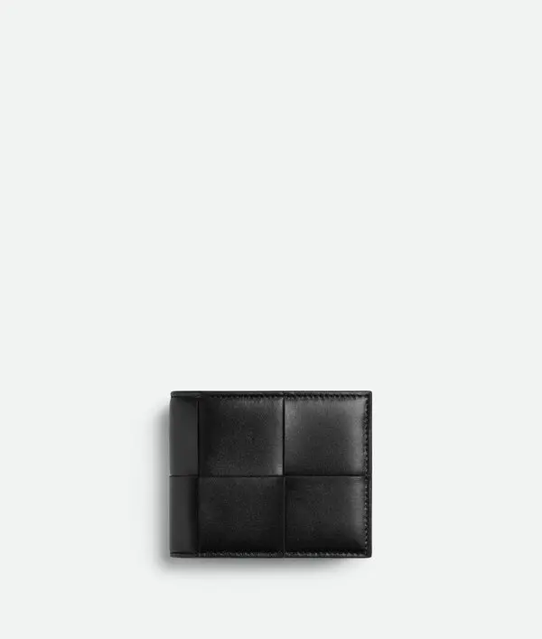 BOTTEGA  VENETA Cassette Small Bi-fold Wallet With Zip - Black