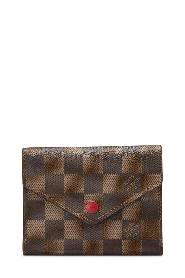 LOUIS VUITTON Damier Ebene Victorine Wallet - Red