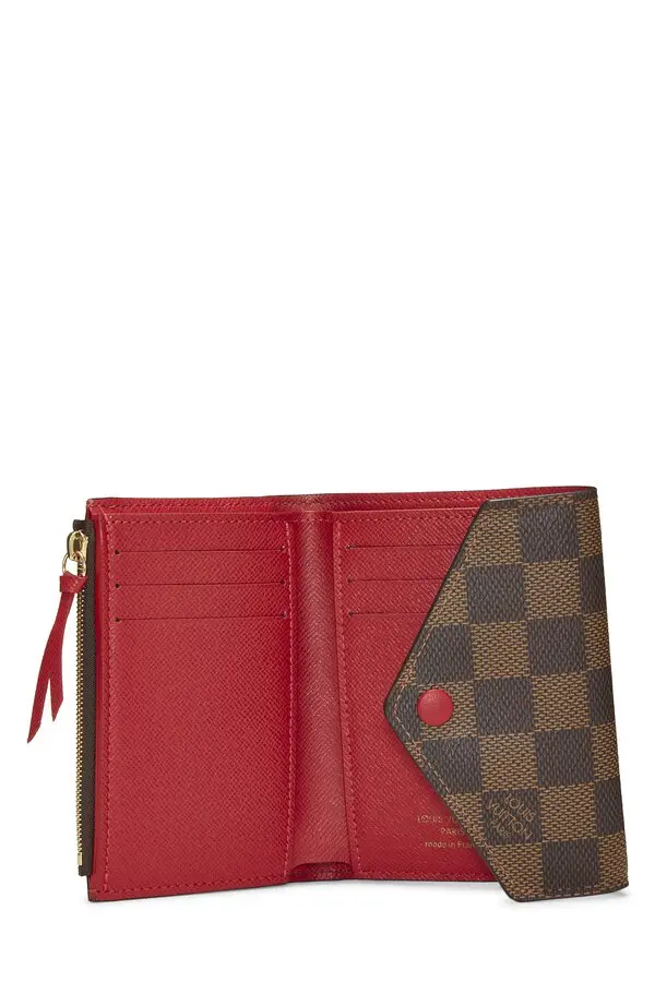 LOUIS VUITTON Damier Ebene Victorine Wallet - Red