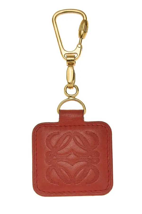Loewe Leather Anagram Keychain - Orange