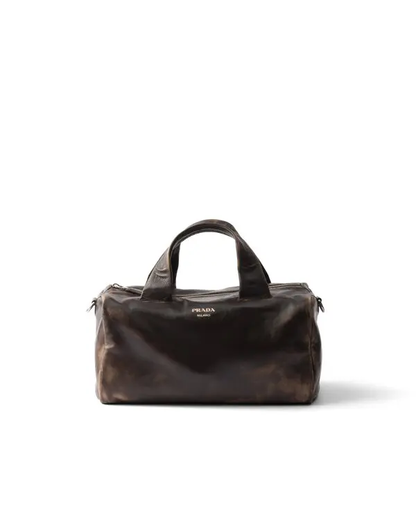 Prada Small Nappa Leather Duffle Bag - Brown