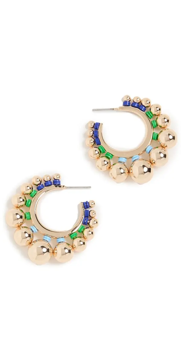 ELSIE FRIEDA Small Graduated Ball Hoop Earrings - Gold