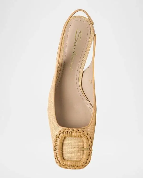 Santoni Raffia Slingback Pumps - Beige