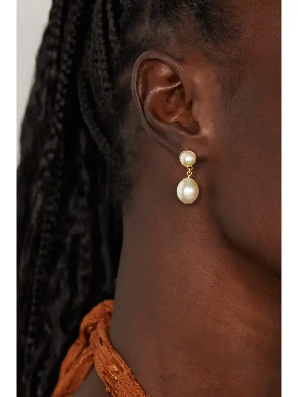 PIPPA SMALL 18-karat Dangle Pearl Earrings