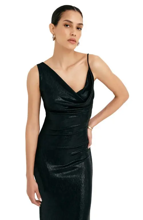 MARCELLA Liberty Metallic Jersey Gown - Onyx