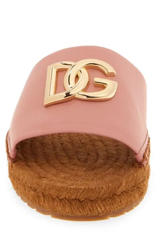 Dolce & Gabbana Dg Logo Espadrille Slide Sandal - Rosa