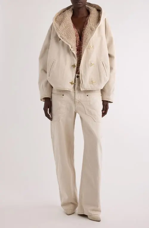 Isabel Marant Biane Faux Shearling Lined Denim Hooded Jacket In