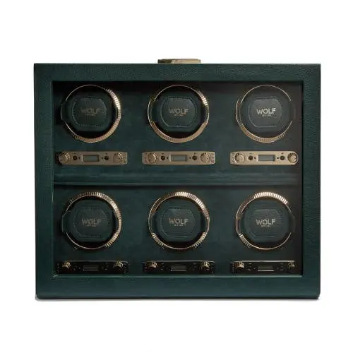 Wolf British Racing 6 Piece Watch Winder - Green