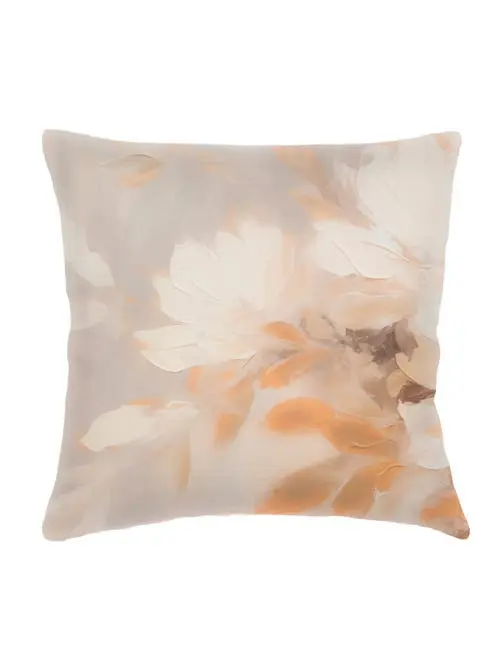 Anaya Brushstroke Floral Linen Pillow With Down Alternative Insert - Beige