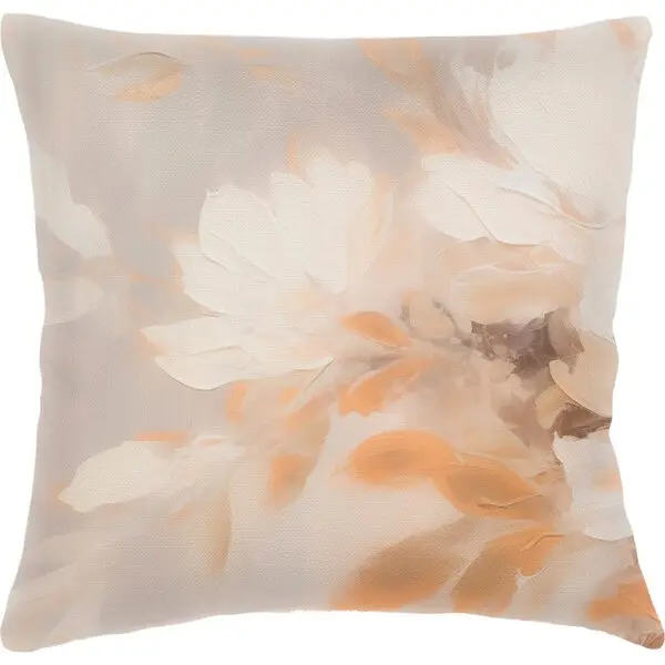 Anaya Brushstroke Floral Linen Pillow With Down Insert - Beige