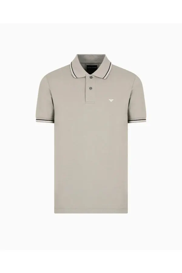 Emporio Armani Slim-fit Stretch Piqué Polo Shirt With Micro Eagle - Green