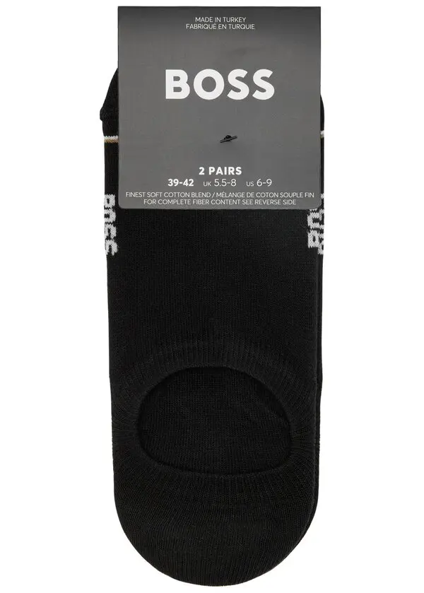 BOSS Logo Cotton-blend Trainer Socks Set Of Two - Black