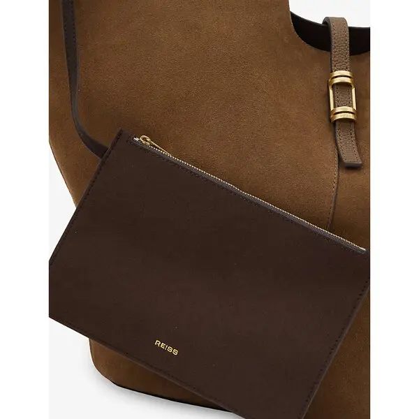 REISS Lyra Leather And Suede Tote Bag