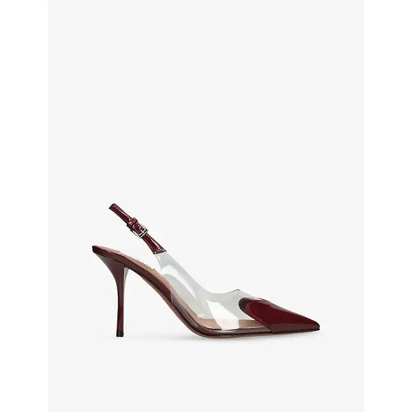 Alaïa Coeur 90 Heart-shaped Patent-leather Slingbacks - Wine