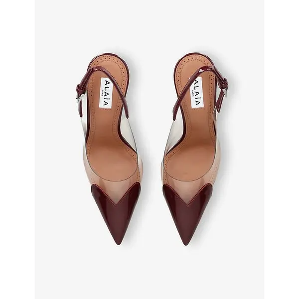 Alaïa Coeur 90 Heart-shaped Patent-leather Slingbacks - Wine