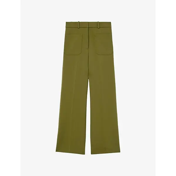 REISS Flared-leg Polyester-blend Trousers - Chartreuse Green