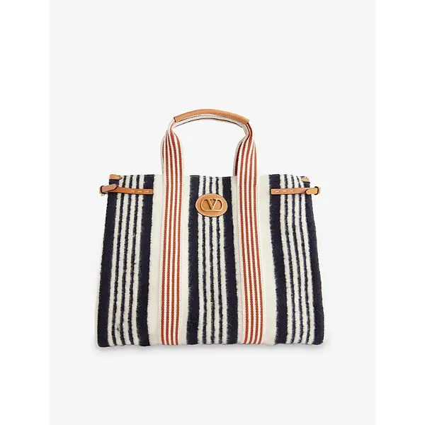 Valentino Garavani Striped Woven-blend Tote Bag