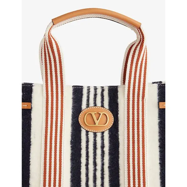 Valentino Garavani Striped Woven-blend Tote Bag