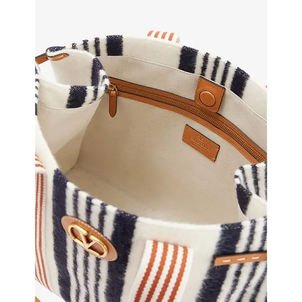 Valentino Garavani Striped Woven-blend Tote Bag