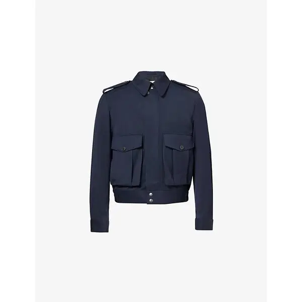 Dries Van Noten Two-buttoned-pockets Spread-collar Regular-fit Wool Jacket