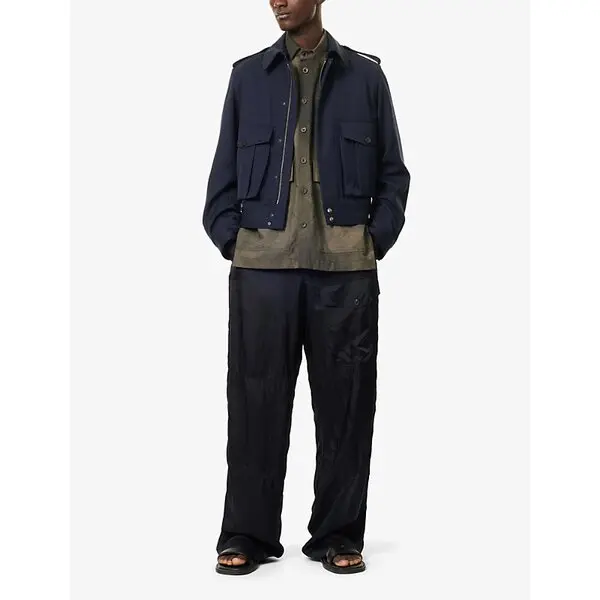Dries Van Noten Two-buttoned-pockets Spread-collar Regular-fit Wool Jacket