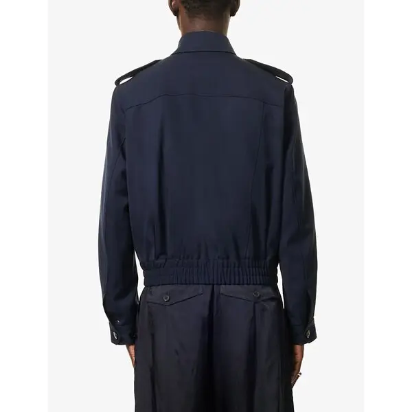 Dries Van Noten Two-buttoned-pockets Spread-collar Regular-fit Wool Jacket