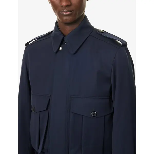 Dries Van Noten Two-buttoned-pockets Spread-collar Regular-fit Wool Jacket