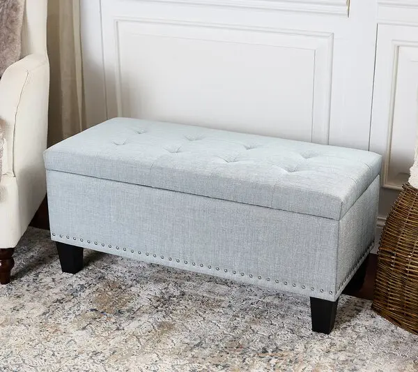 VALERIE PARR HILL 36'l Fabric Tufted Wooden Storage Bench - One-color