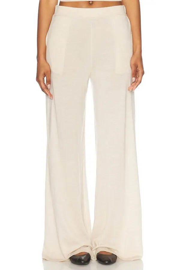 Sprwmn Cashmere Wide Leg Pant - Latte