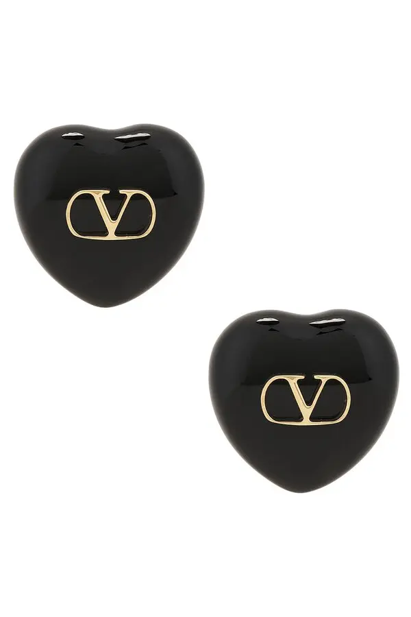 Valentino Garavani Cuore Earrings - Oro & Nero